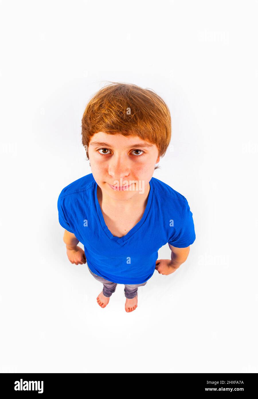 funny perspective of standing handsome boy Stock Photo - Alamy