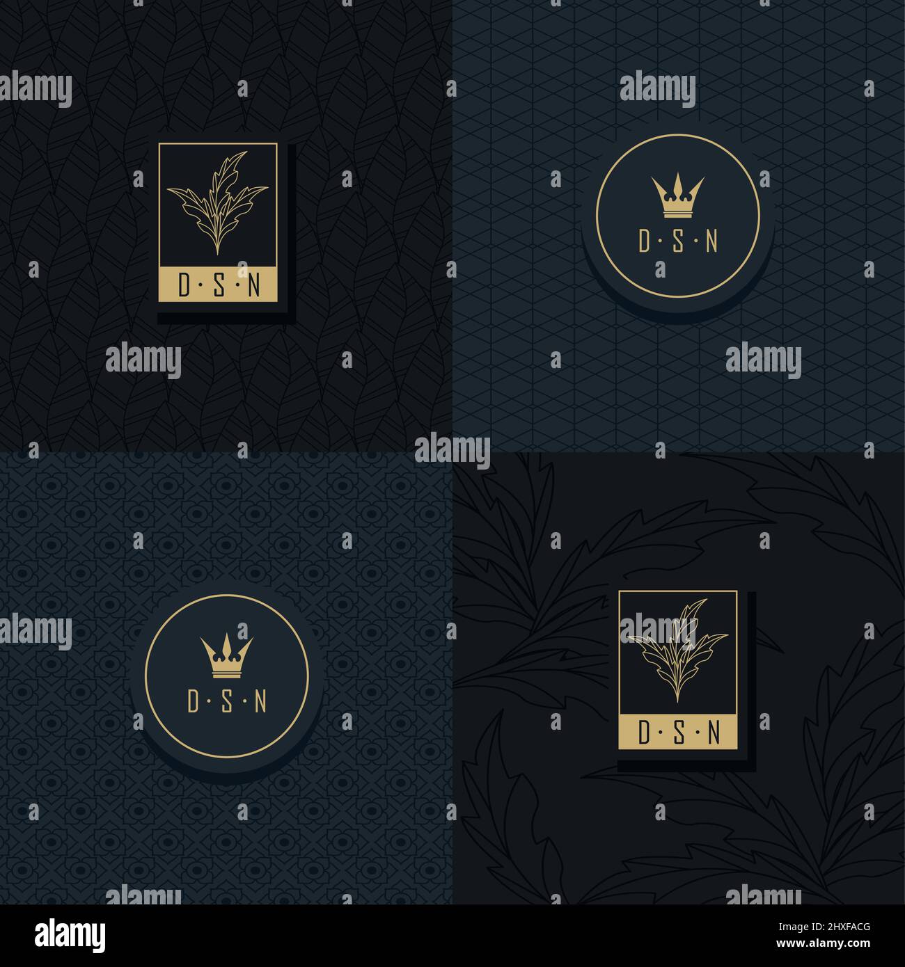 elegant pattern four emblems Stock Vector Image & Art - Alamy