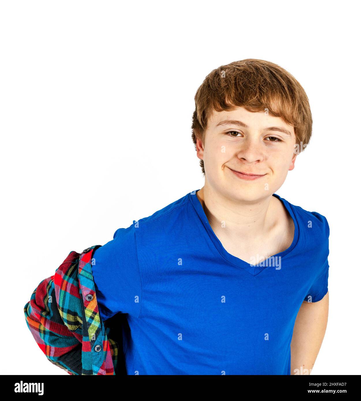 happy friendly teenage boy in studio Stock Photo - Alamy