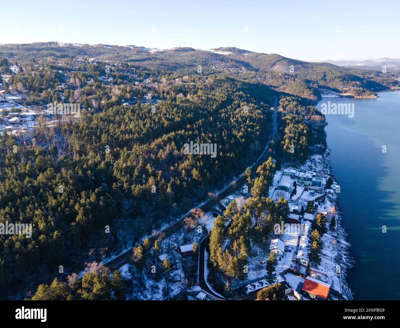 Amazing Aerial view of Iskar Reservoir near city of Sofia, Bulgaria ...