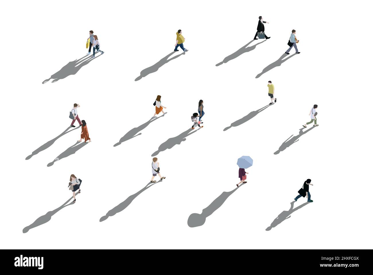 Crowd of people walking aerial view Cut Out Stock Images & Pictures - Alamy