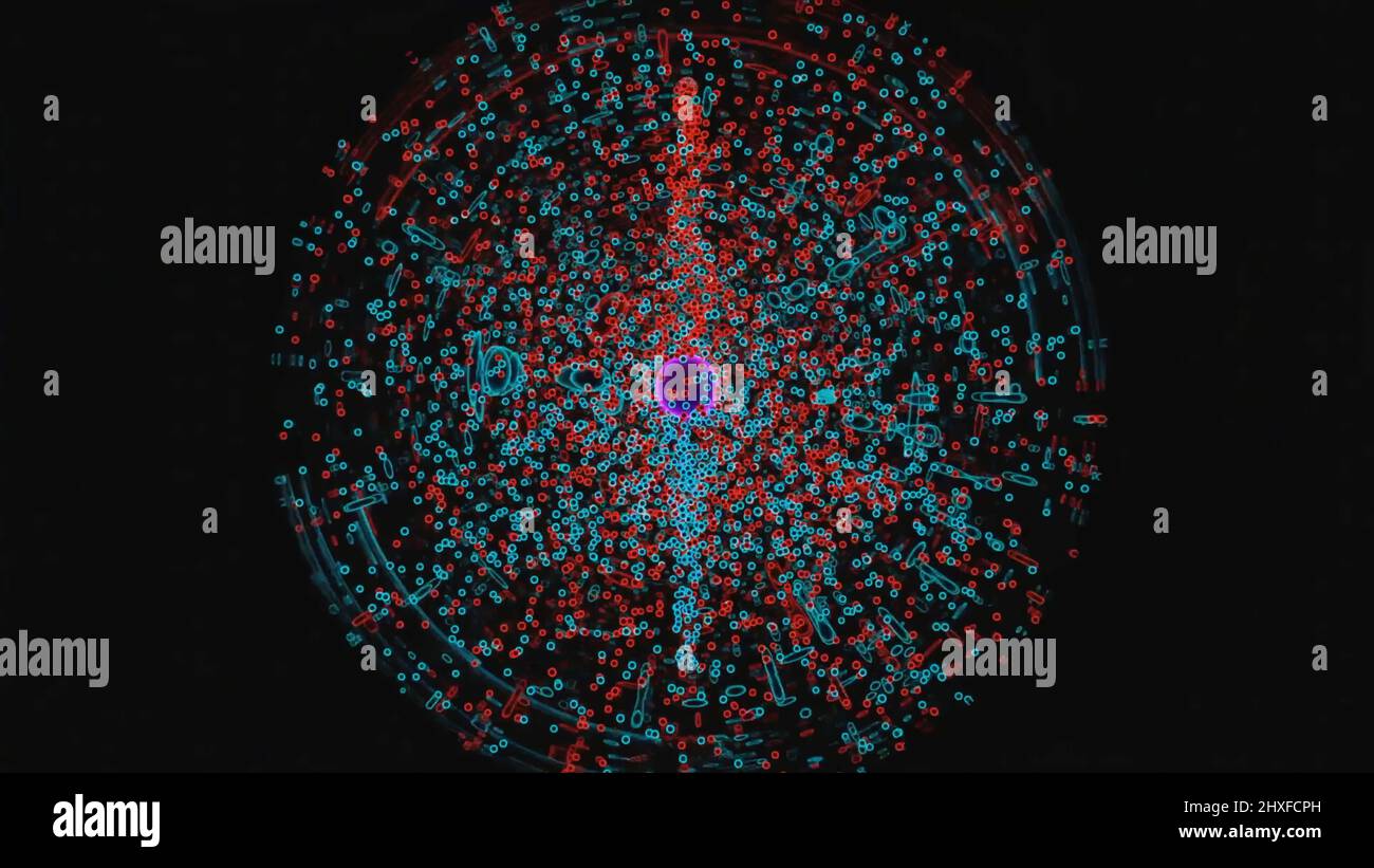 Virus cell with moving particles. Design. Abstract animation of virus ...