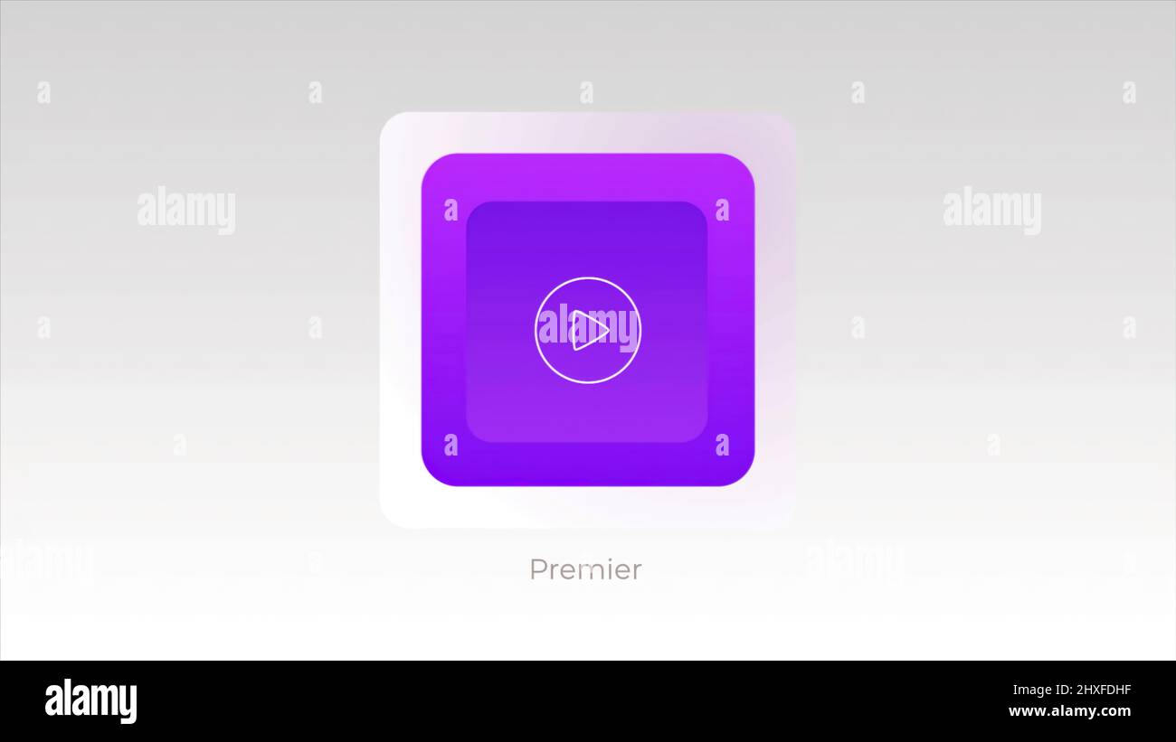 Abstract square shaped icon appear on a screen with a play triangular ...