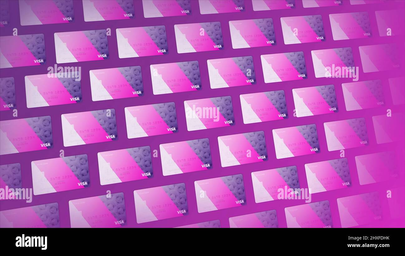 Money, finance, payments concept, 3D animation with new visa credit ...