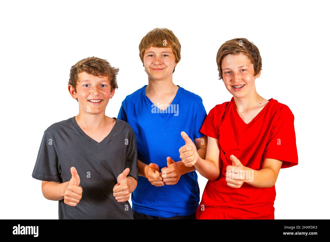 three happy friends enjoy life Stock Photo - Alamy