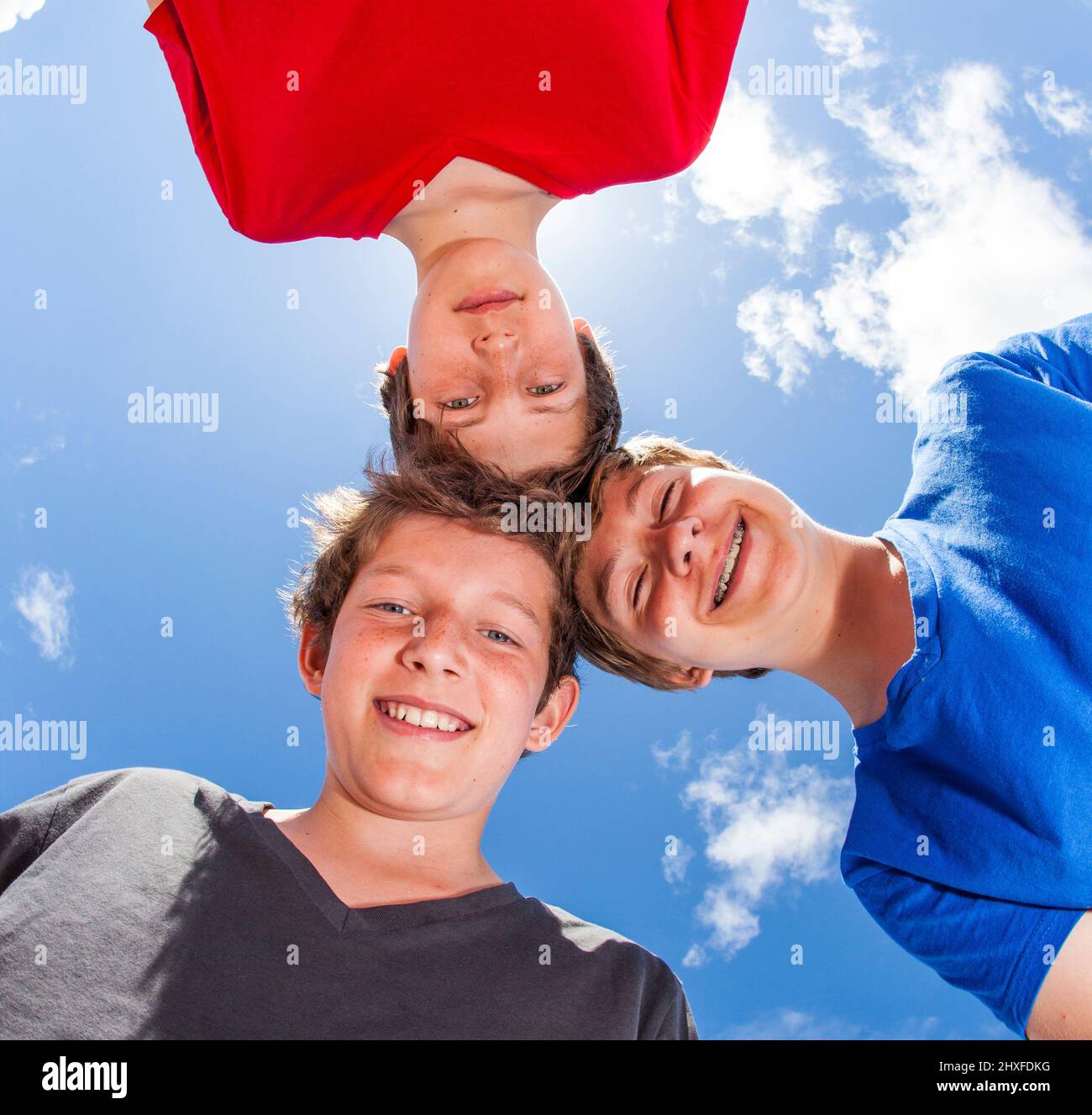 three friends stick together and have fun Stock Photo - Alamy