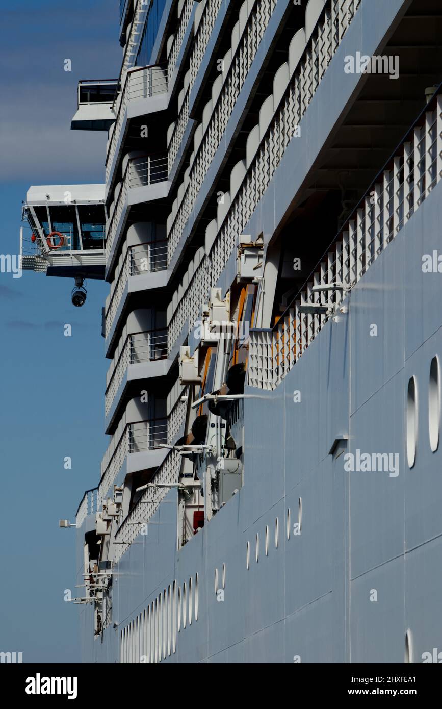 Close up of a side of cruise ship - vertical Stock Photo - Alamy