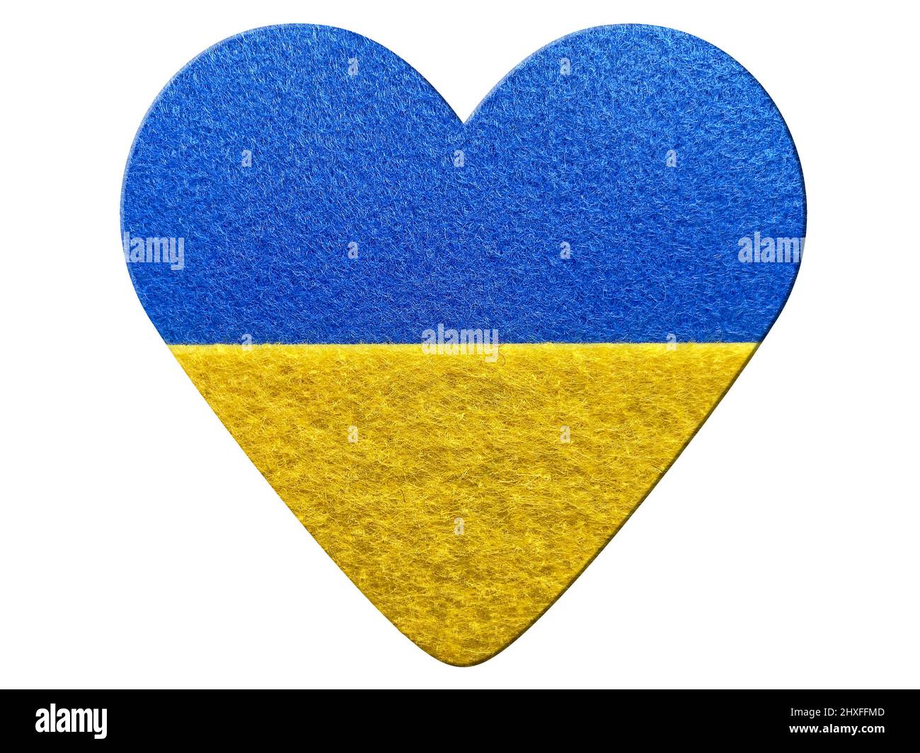 Stand with Ukraine: felt heart with Ukrainian flag isolated on white ...