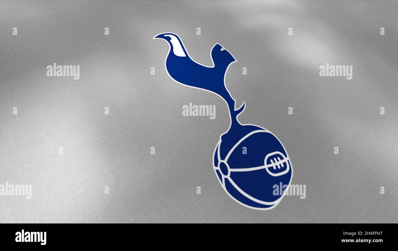 Logo of football club on fabric. Motion. Beautiful symbol and sign of ...