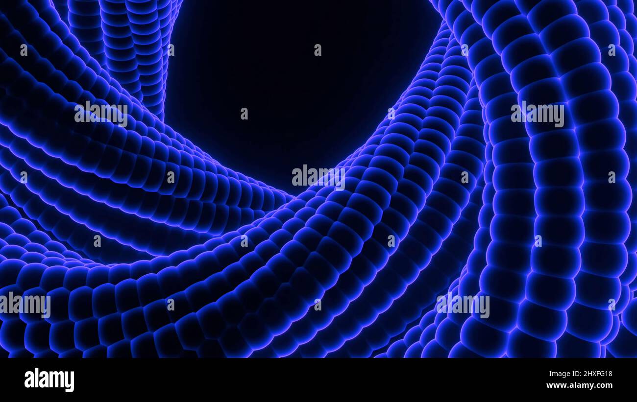 Animation with swirling loop on black background. Design. 3D twisting ...