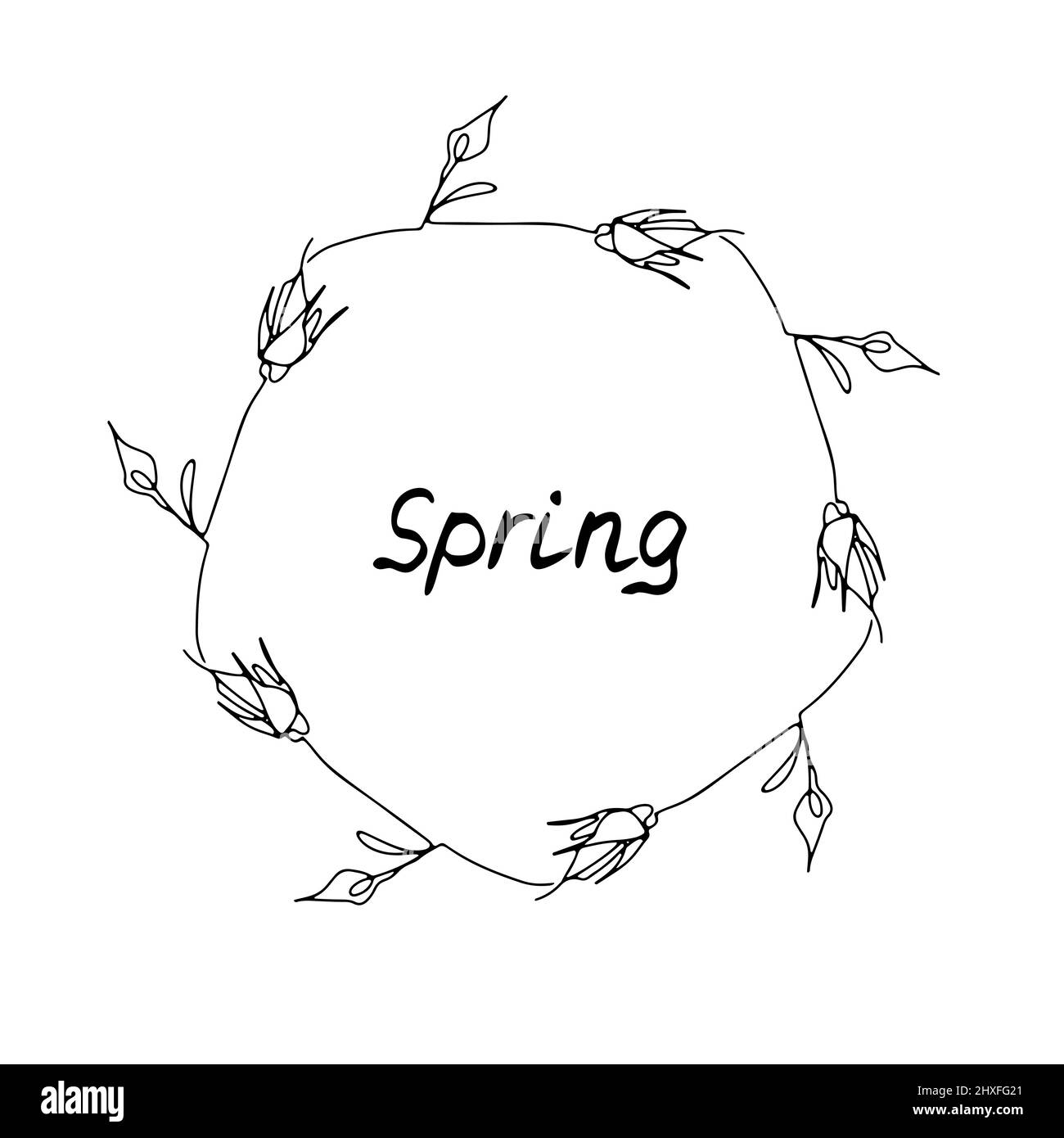 Vector rose flowers continuous Black and White Stock Photos & Images ...