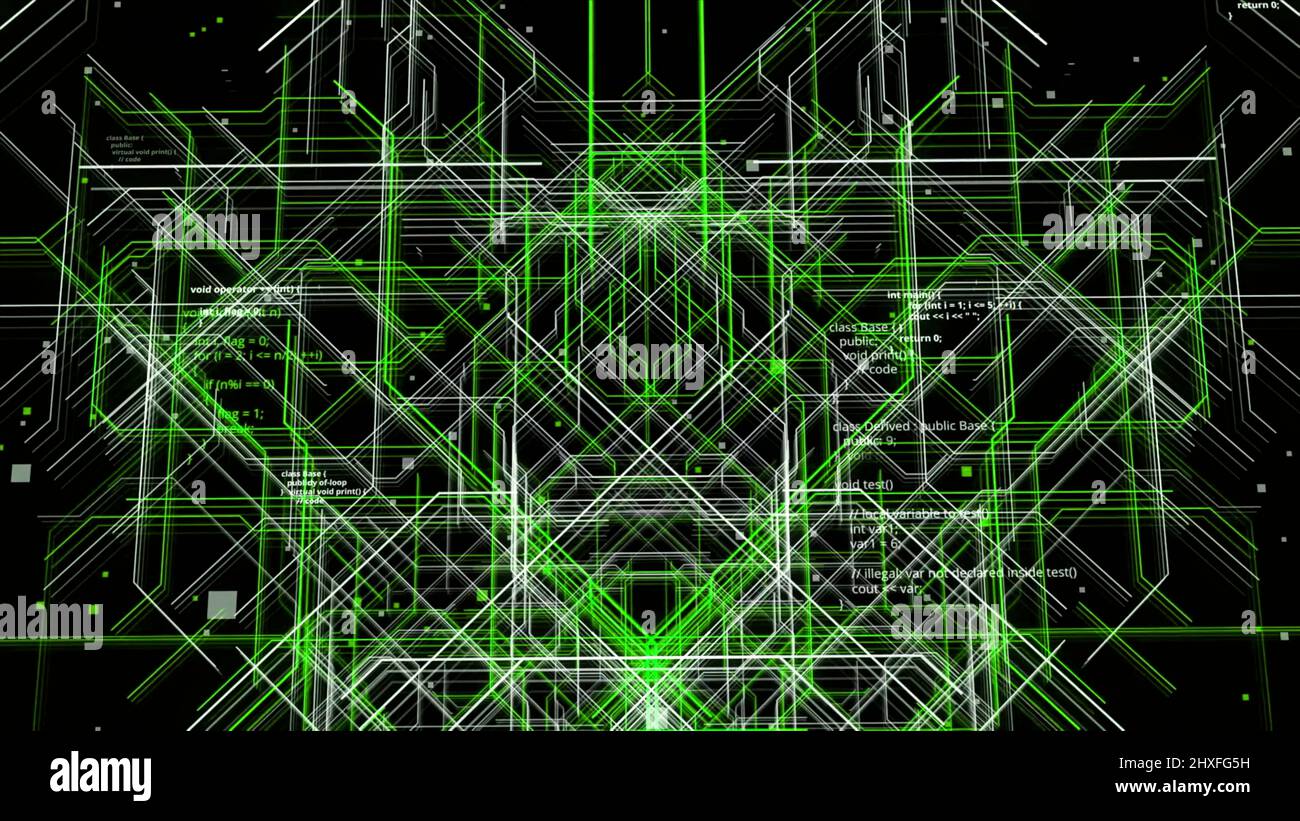 Artificial Intelligence Creating Connections Of White And Green Colors Seamless Loop Animation 