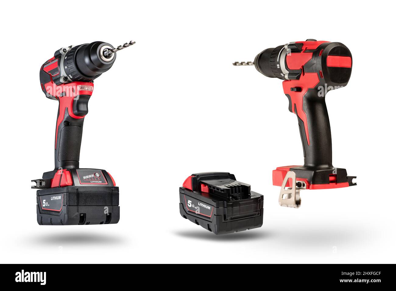 cordless tool isolated on white background. Cordless screwdriver with a ...