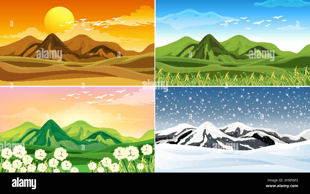 Earth and seasons cartoon illustration hi-res stock photography and ...