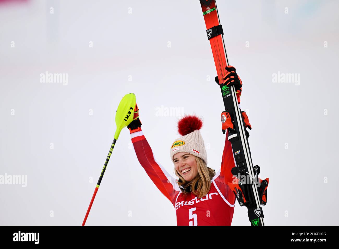 YEAR 20220312 Katharina Liensberger, Austria, after the second run of ...
