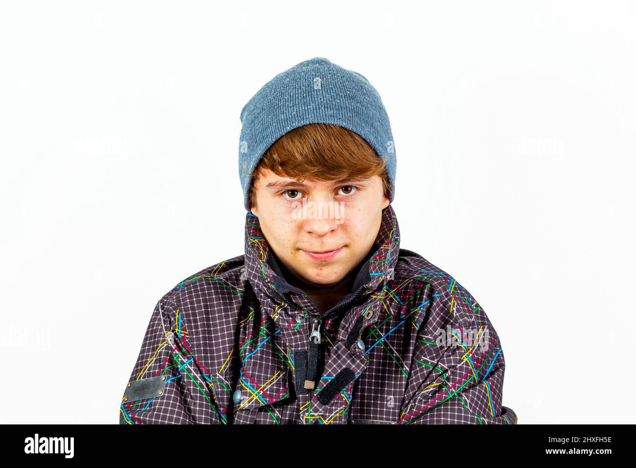 portrait of freezing boy in winter clothes Stock Photo - Alamy