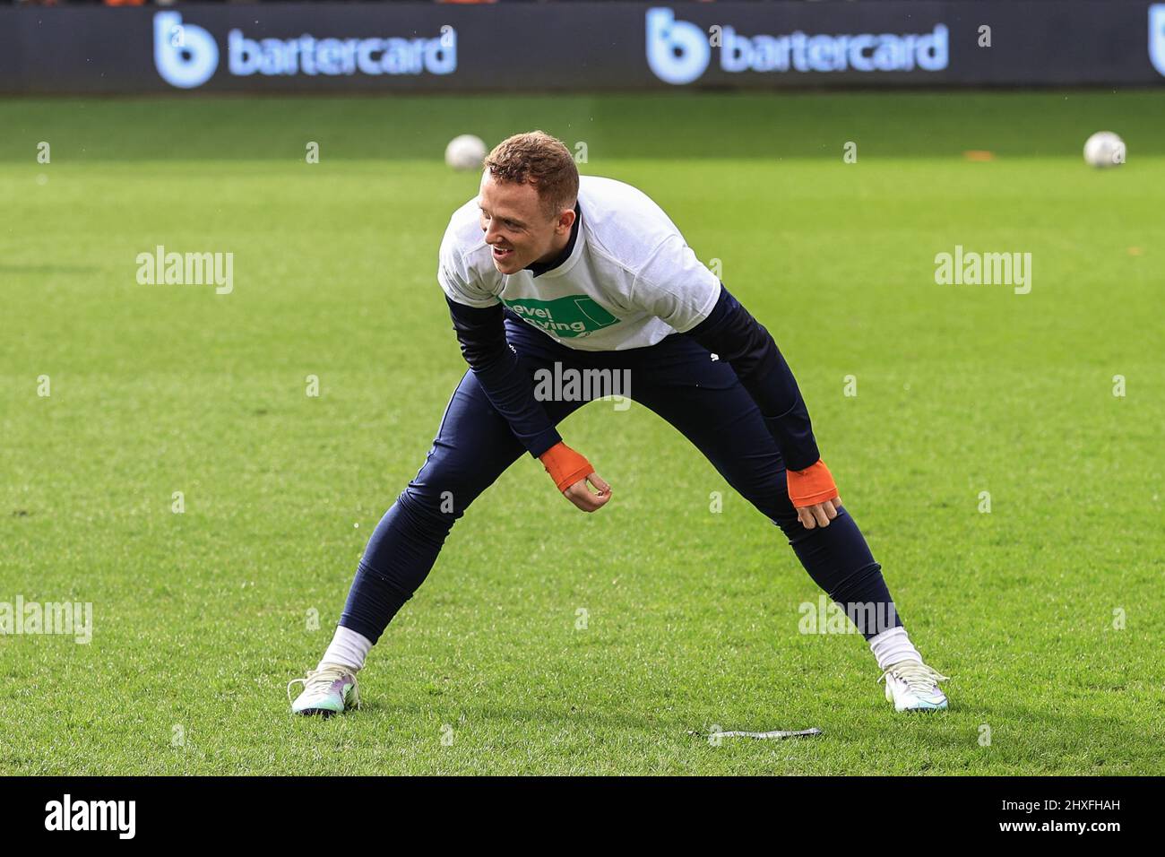 Shayne Lavery #19 of Blackpool during the pre-game warmup Stock Photo ...