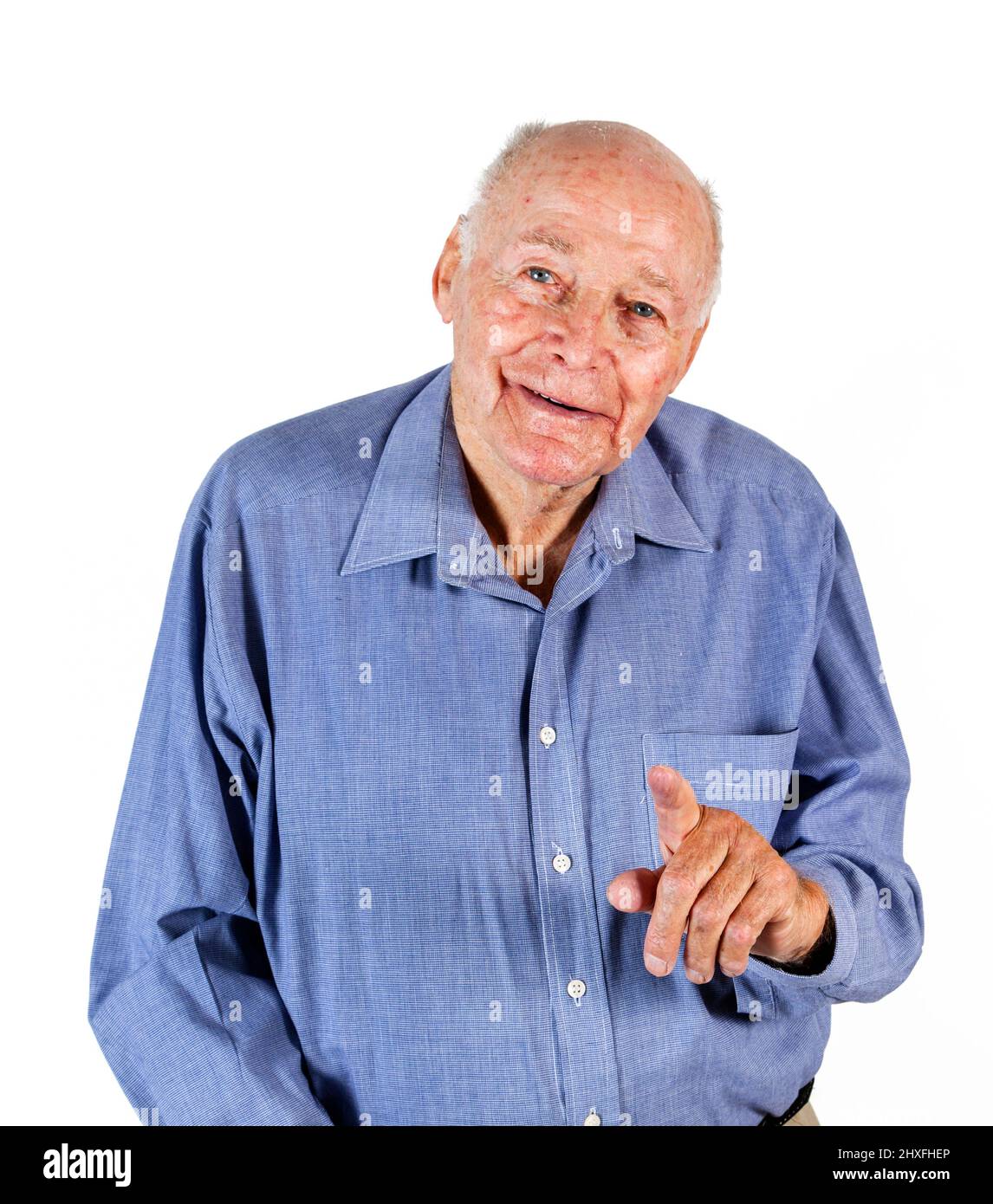 happy elderly man pointing at someone Stock Photo - Alamy