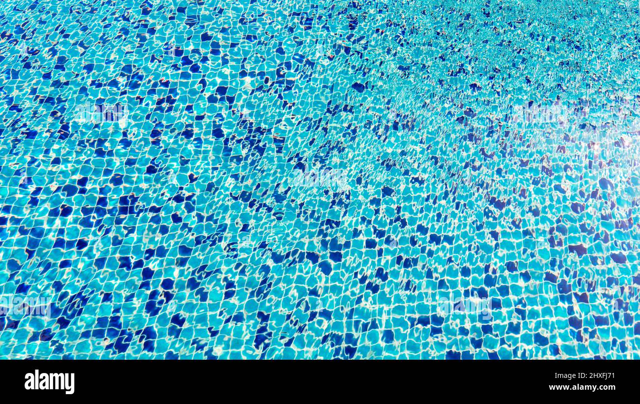 Swimming pool surface top view caustics ripple and flow with waves ...