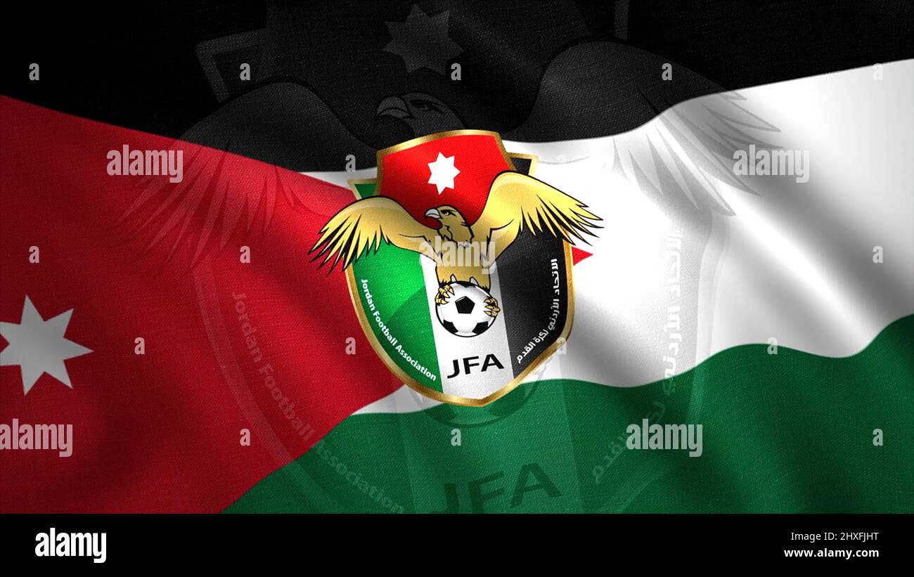Jordan national football team flag with soaring eagle, seamless loop ...