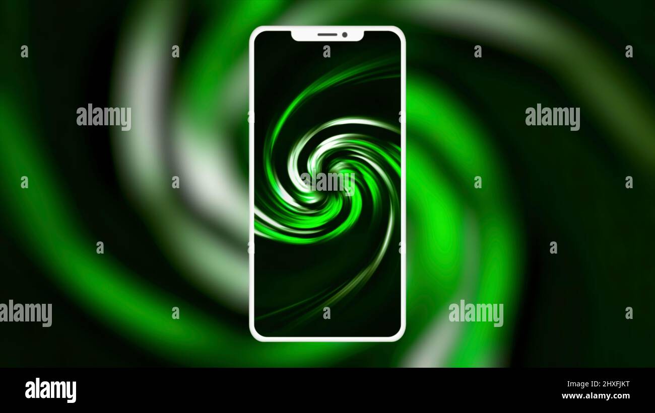 Hypnotic animation on phone screen. Motion. Hypnotic spiral on phone ...