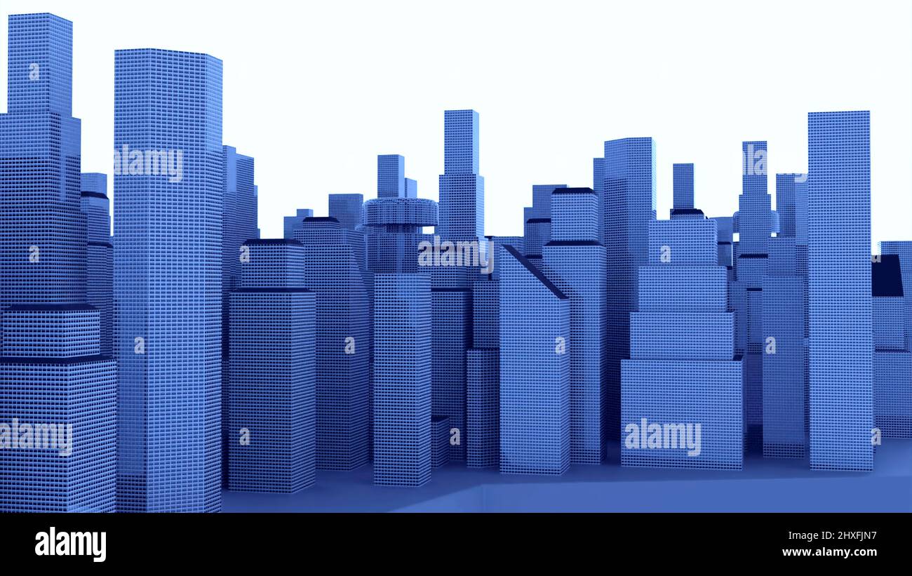 Layout of city with skyscrapers. Design. Virtual 3D city with high-rise ...