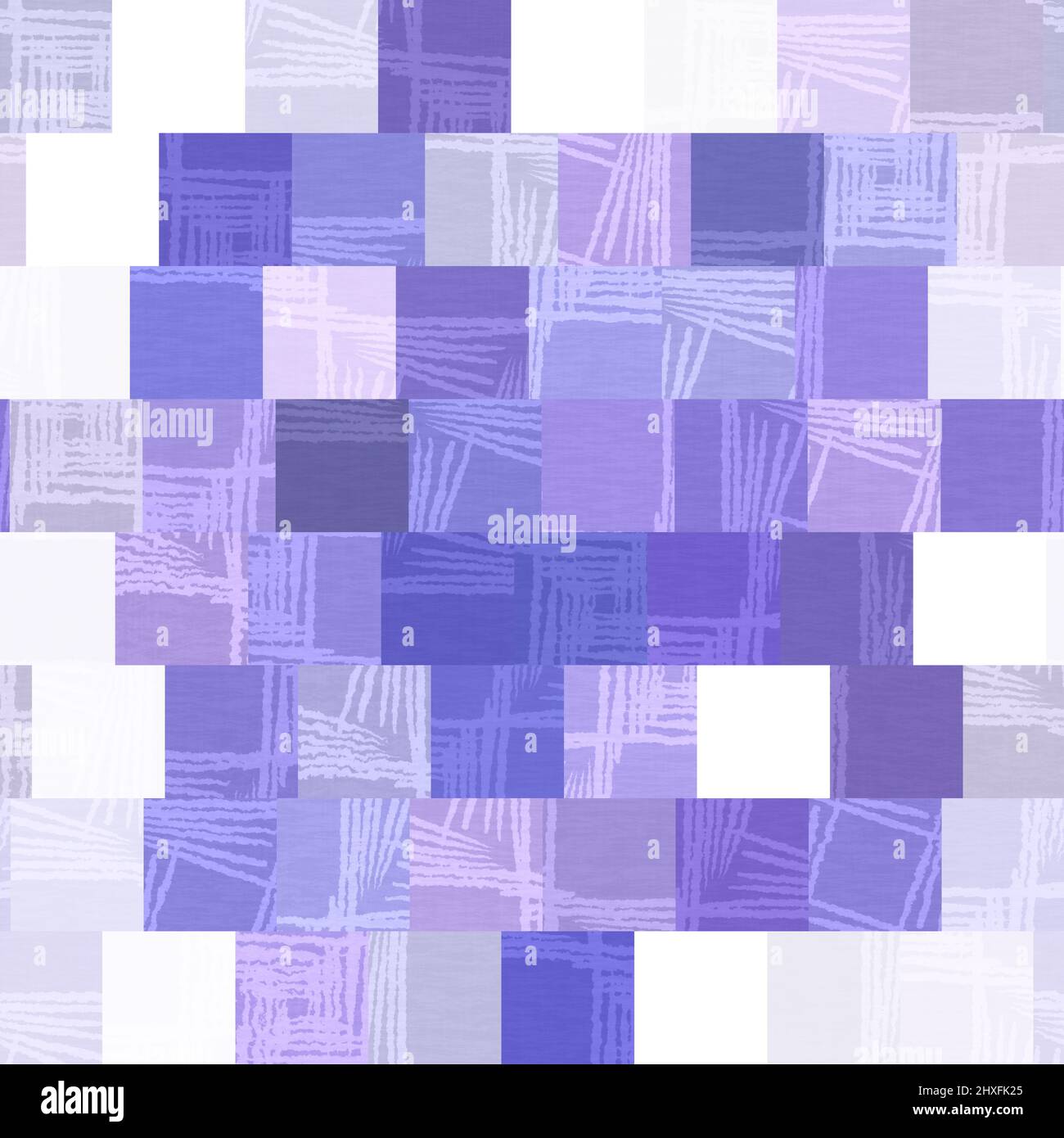 Random patchwork purple mosaic pixel grid seamless pattern. Modern ...