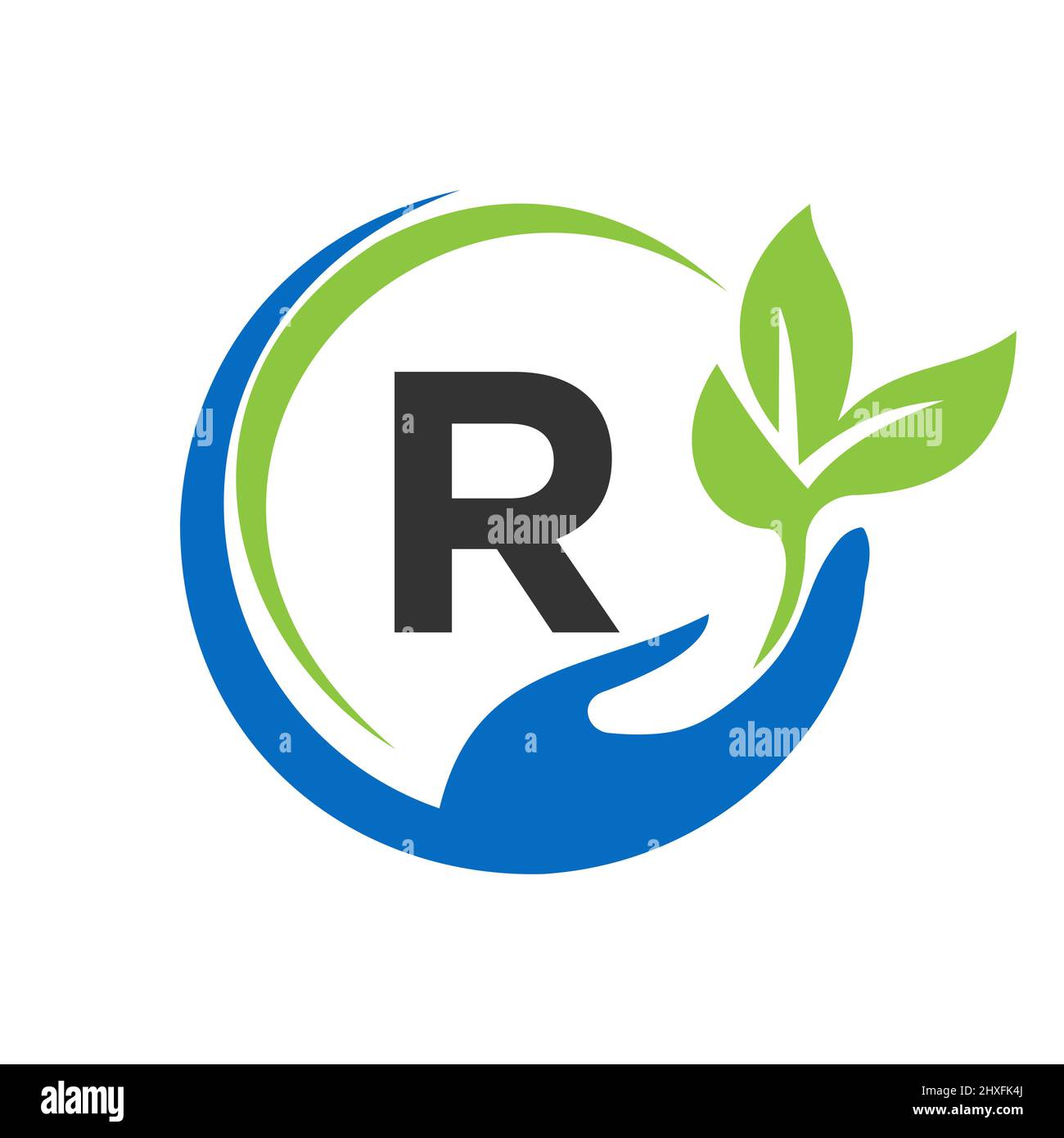 Hand On Letter R Logo Design. R Healthcare Care, Foundation with Hand ...