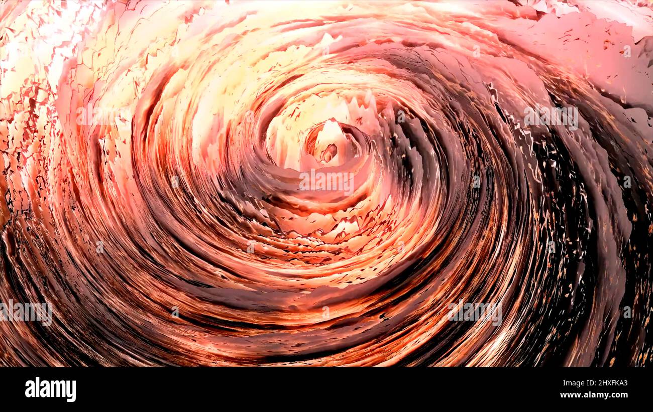 Swirling tornado of black and red color, seamless loop. Motion. Beautiful transforming rotating ...