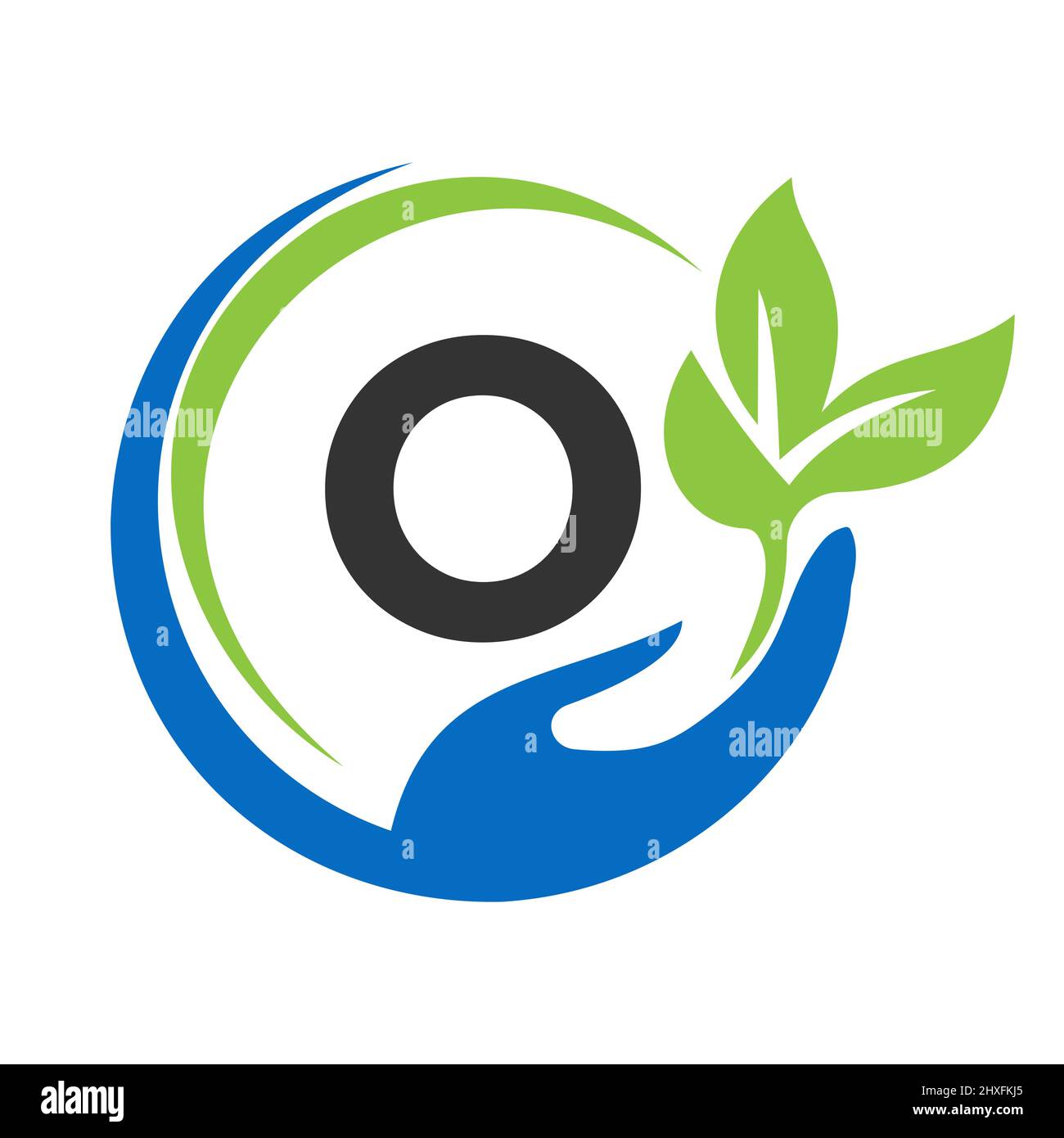 Hand On Letter O Logo Design. O Healthcare Care, Foundation with Hand ...