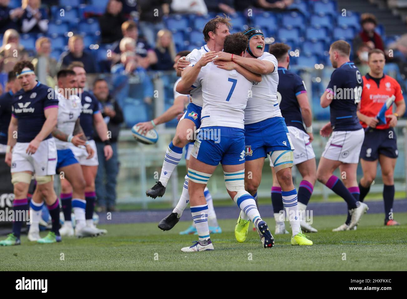 Italy exultation during Italy vs Scotland, Rugby Six Nations match in ...