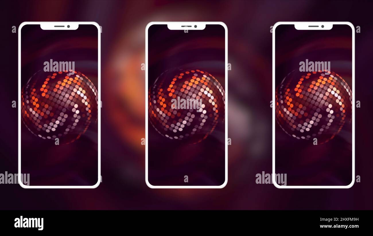 Background with multiple phones. Motion. Bright moving screensavers on ...