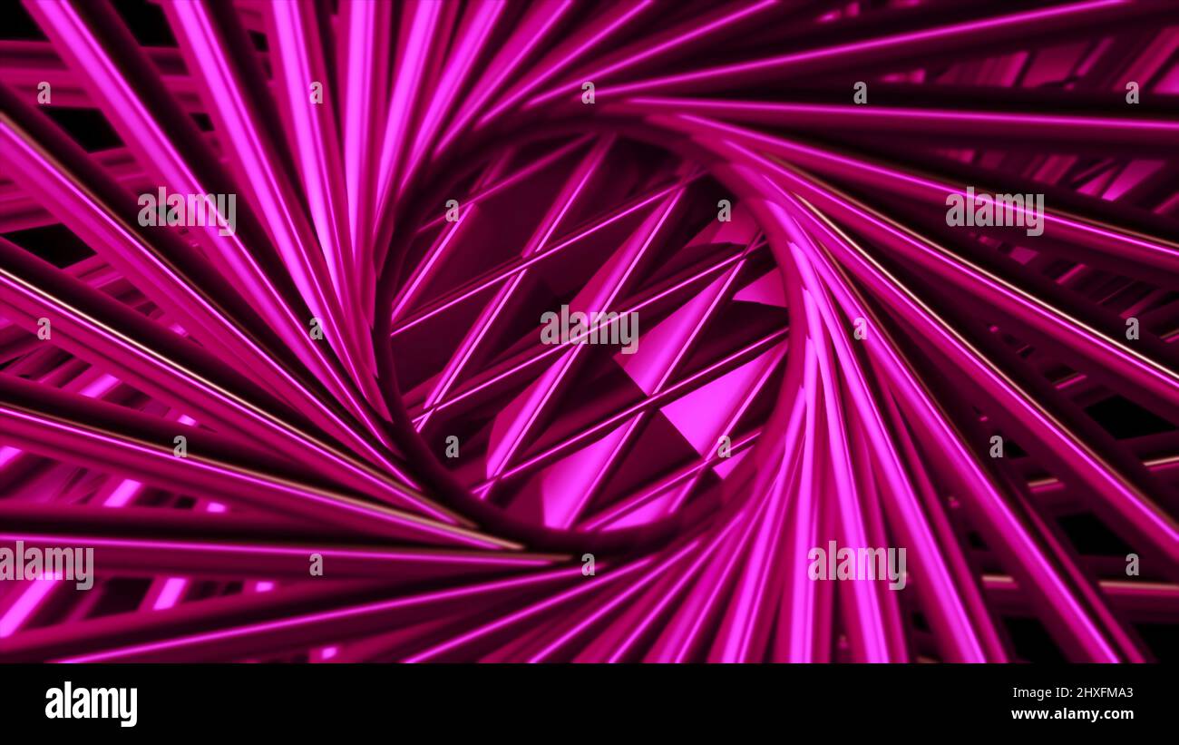 3D pattern in rotating spiral. Motion. 3D metal pattern with diamonds ...