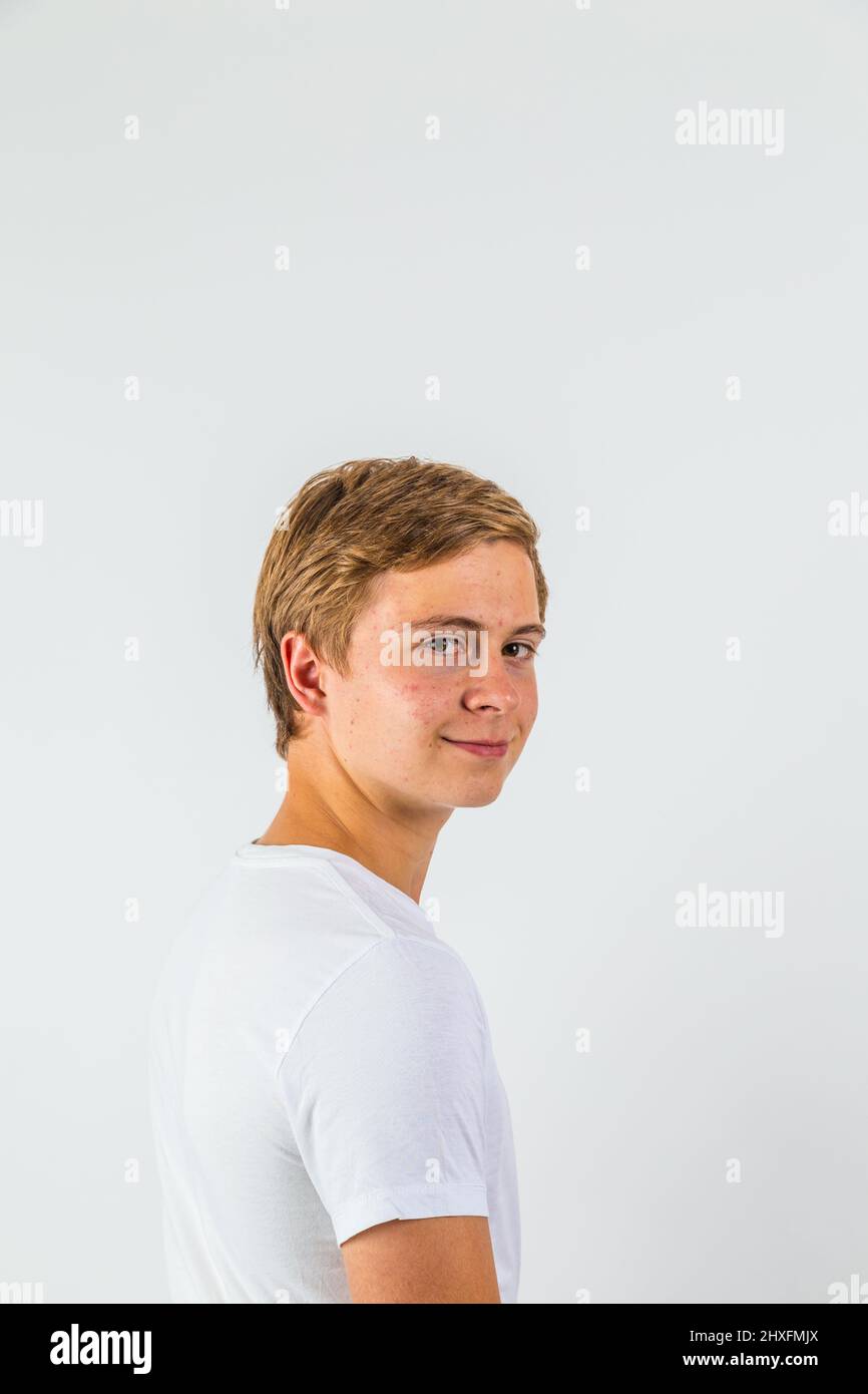 portrait of smiling cute boy in studio Stock Photo - Alamy