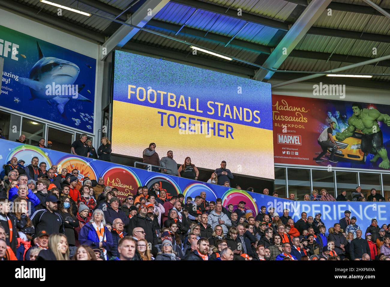 Blackpool, UK. 12th Mar, 2022. Football Stands Together on the large ...