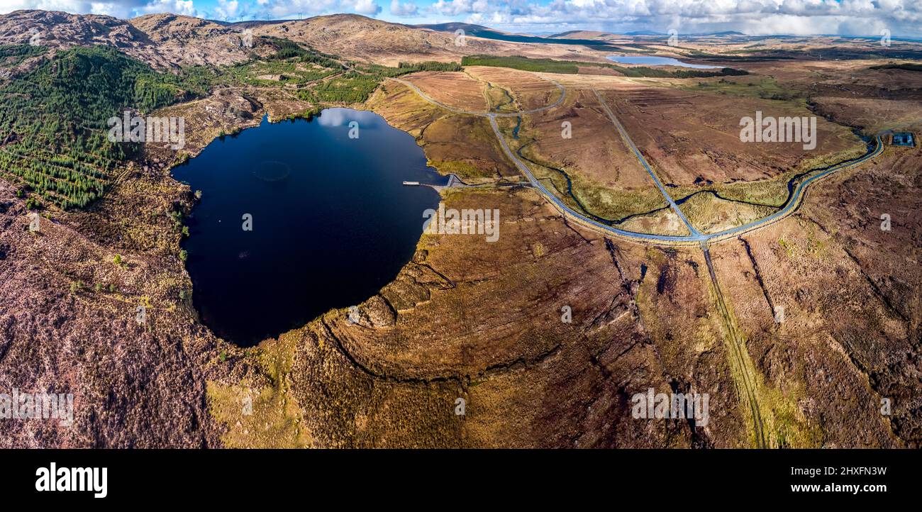 Aerial view of Lough Aroshin by Killybegs, County Donegal - Ireland ...