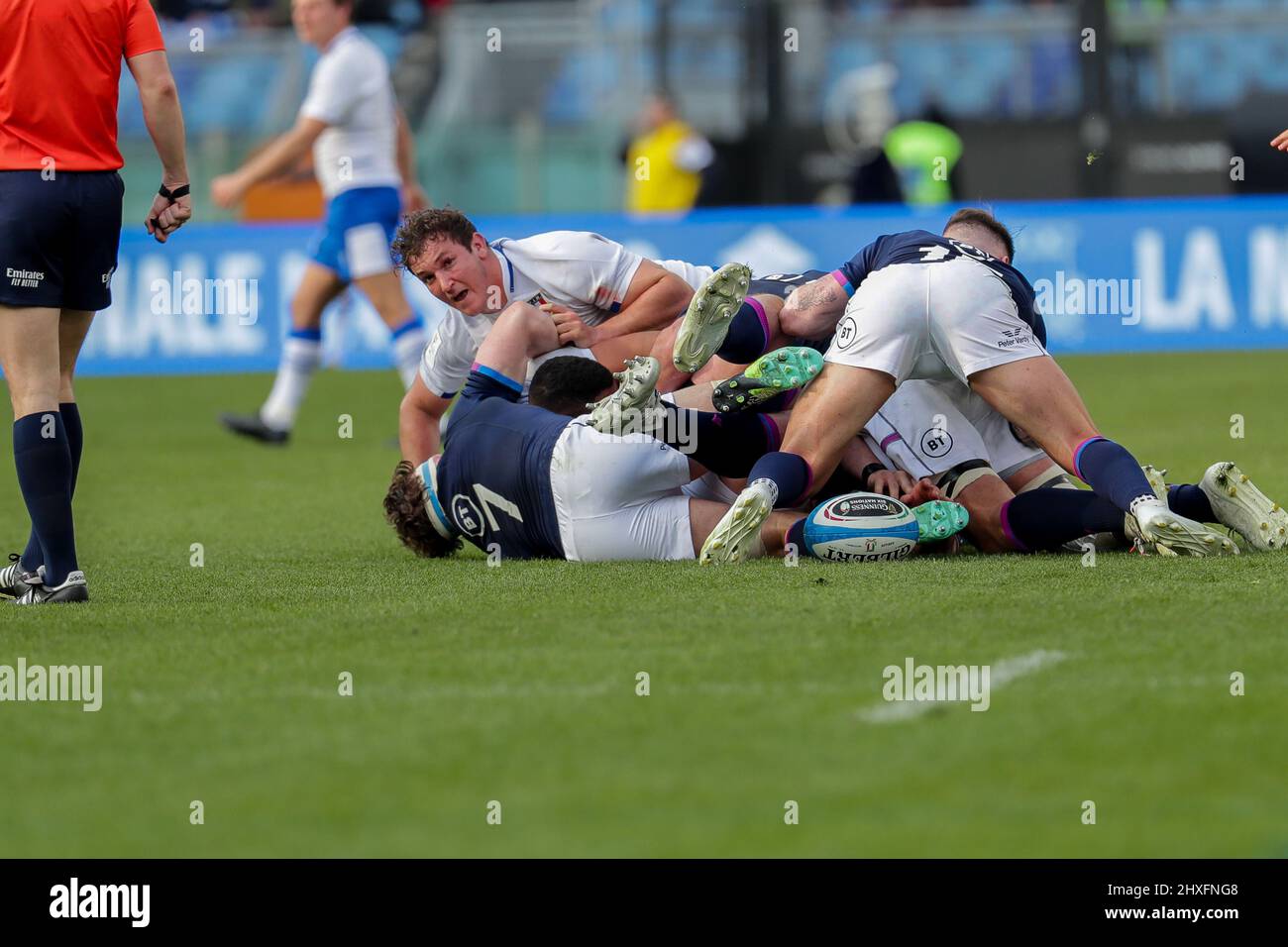 Olimpico stadium, Rome, Italy, March 12, 2022, ruck Scotland during ...