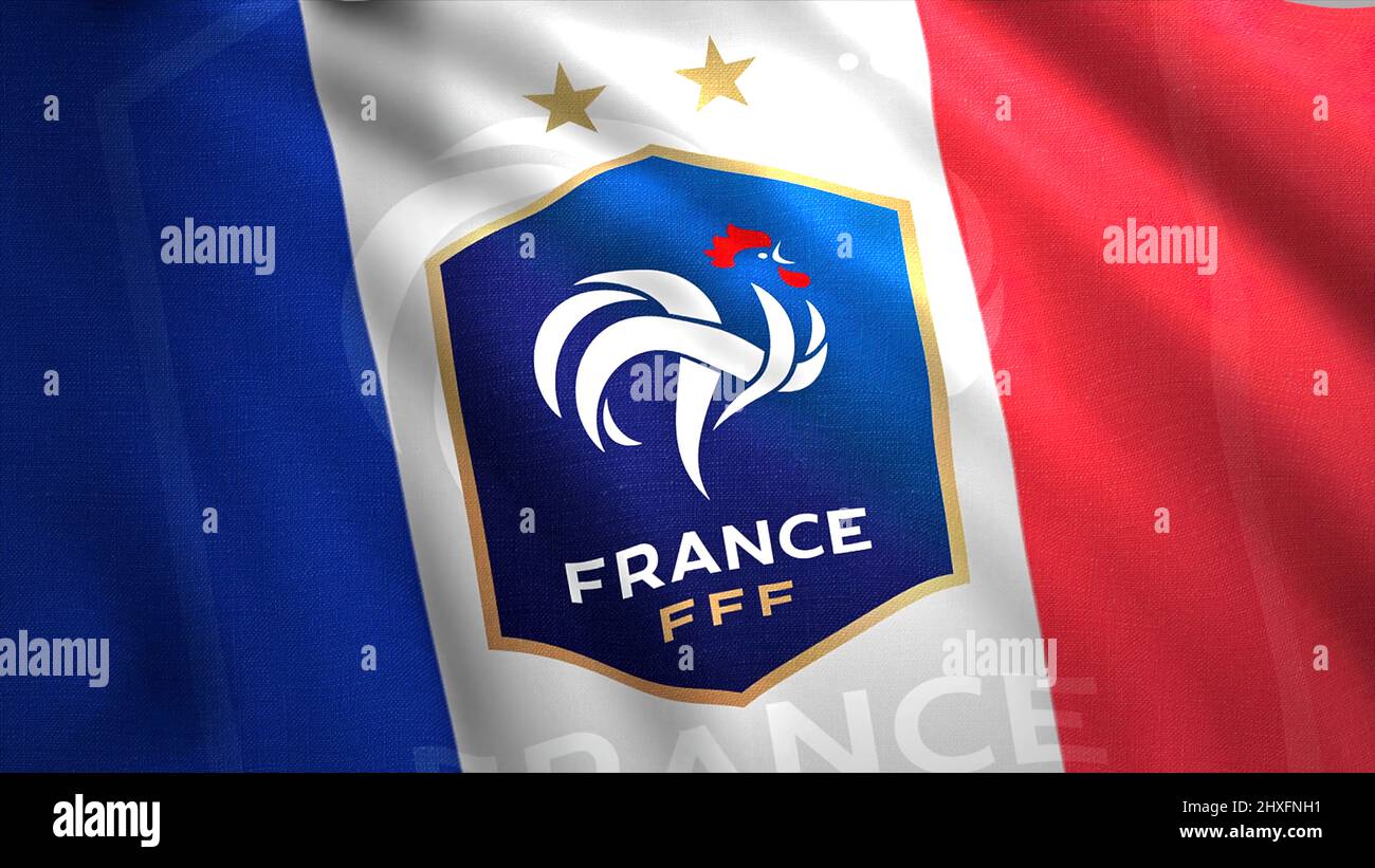 Animation of waving flag of football team. Motion. Beautiful display of ...