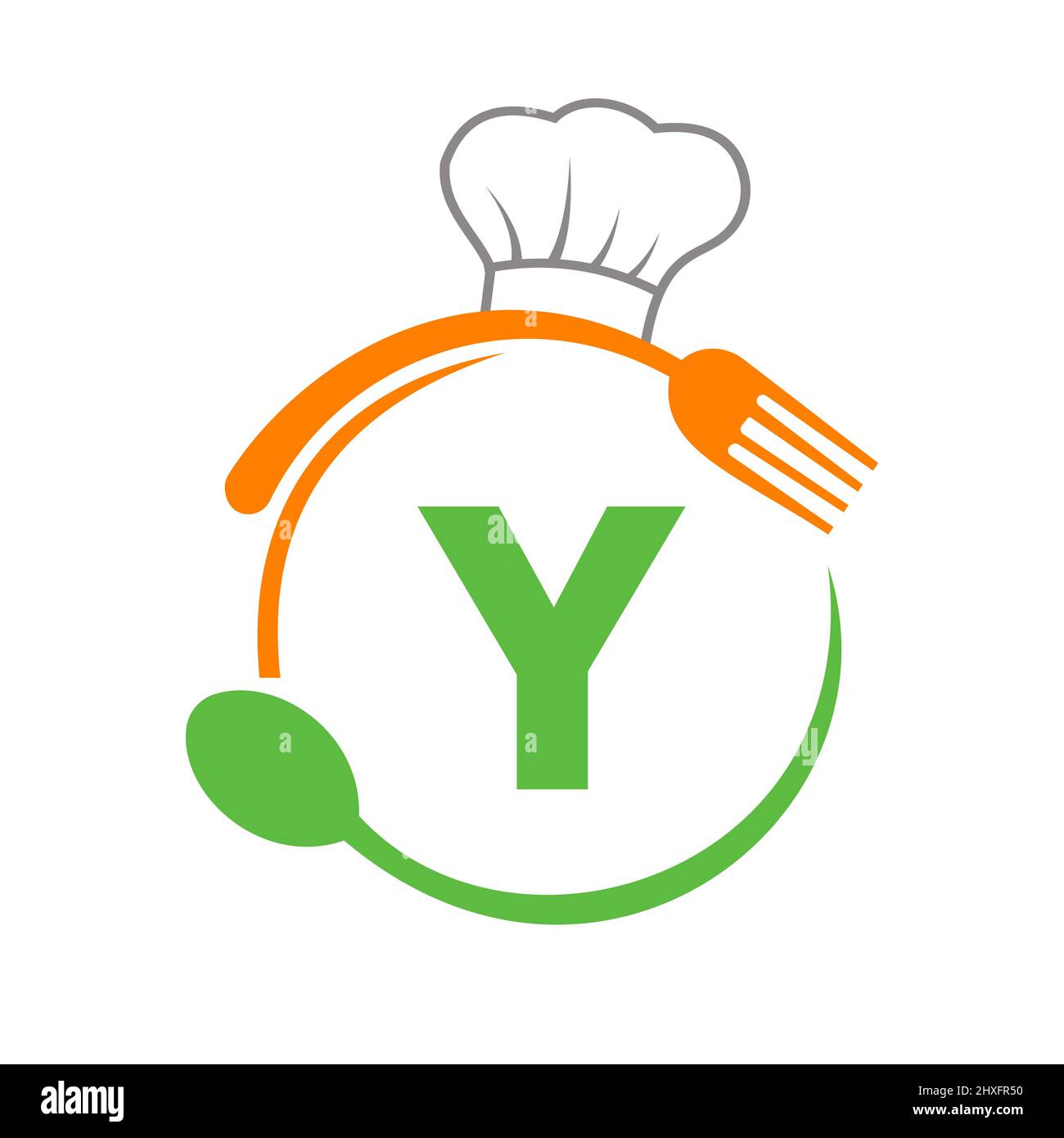 Letter Y Logo With Chef Hat, Spoon And Fork For Restaurant Logo ...