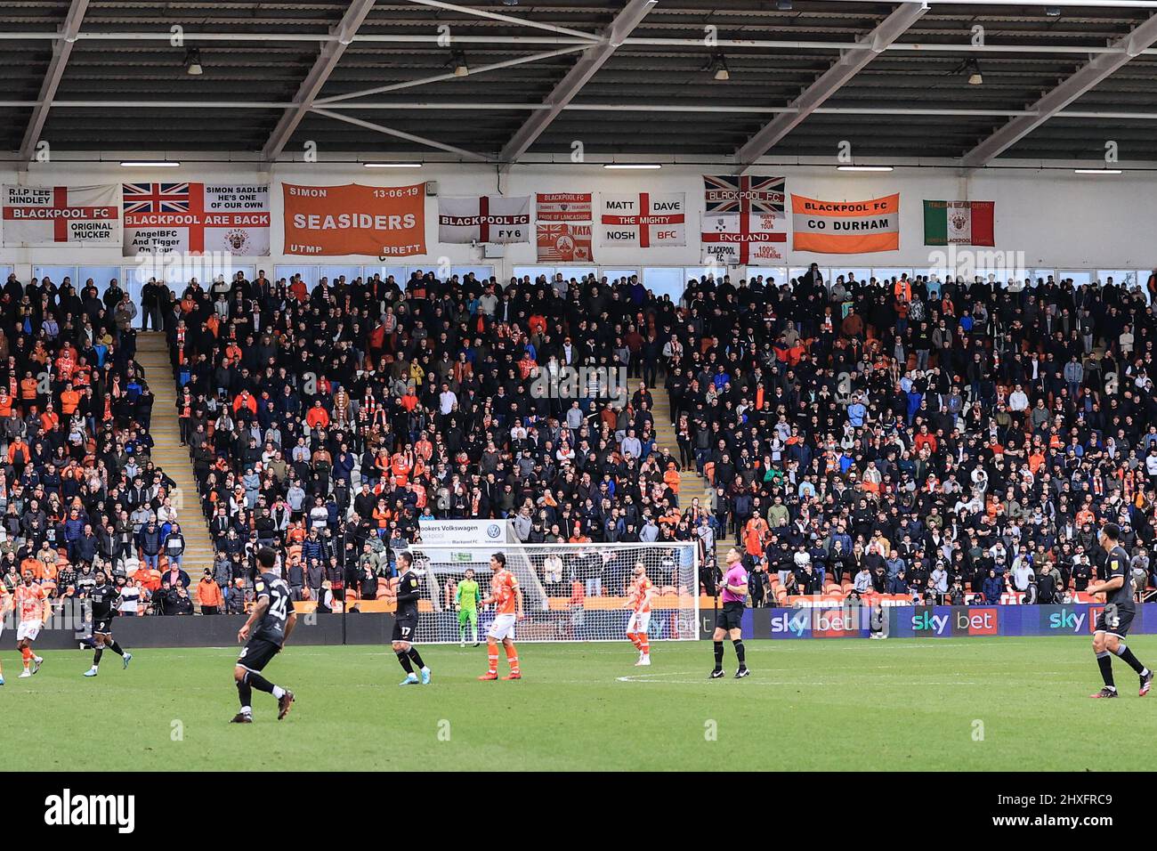 Blackpool fans during the game Stock Photo - Alamy