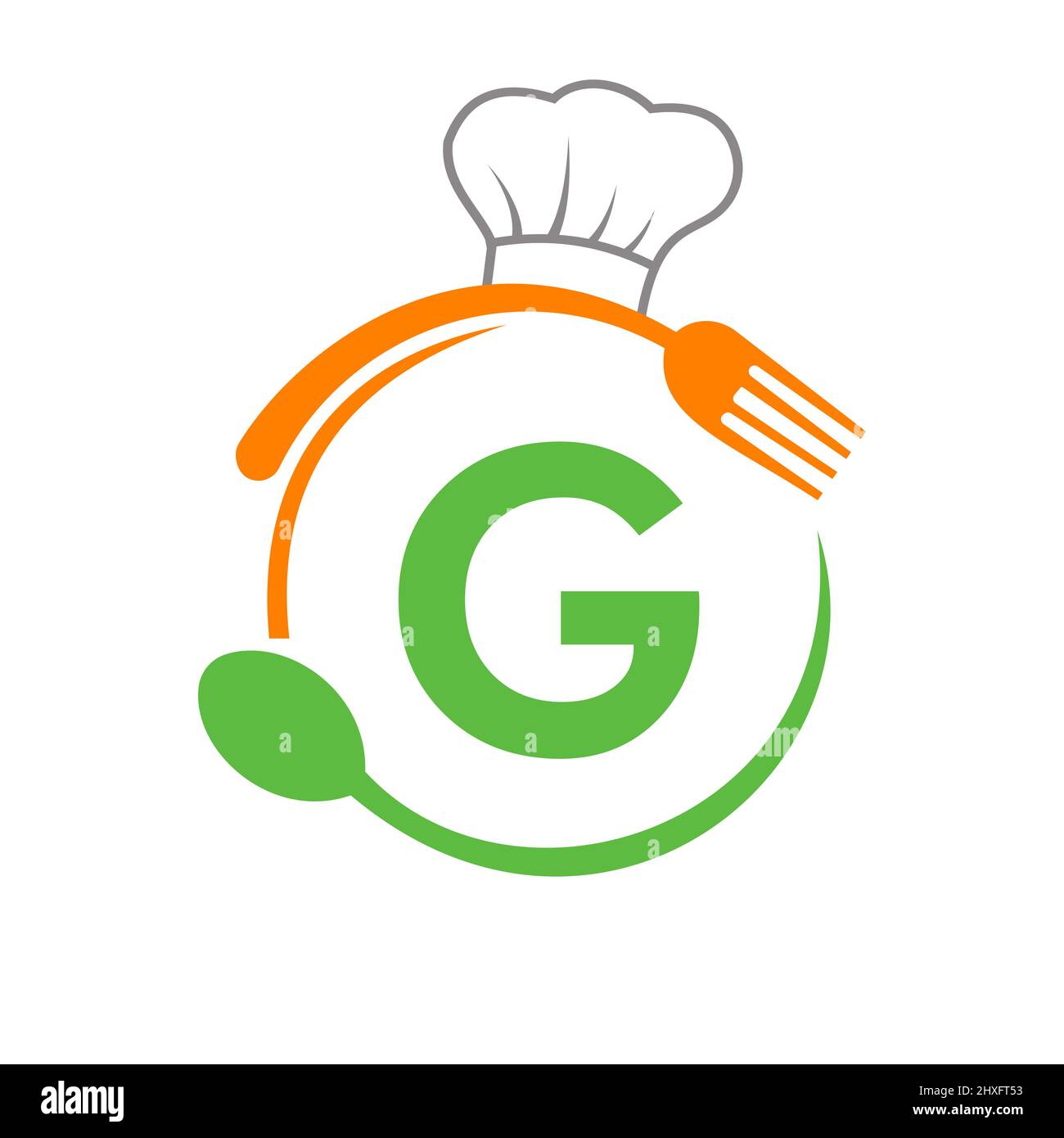 Letter G Logo With Chef Hat, Spoon And Fork For Restaurant Logo ...