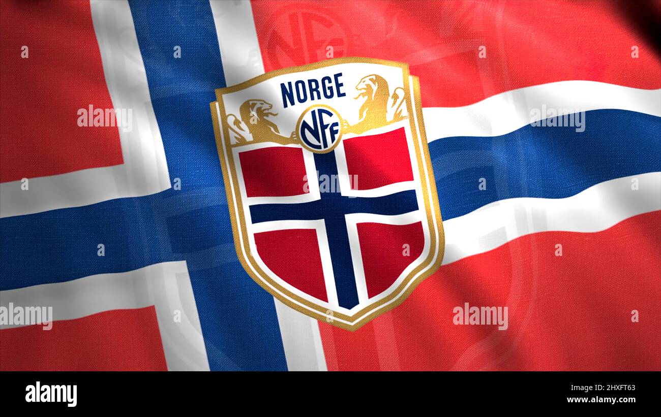 Flag of football team in championship. Motion. 3D animation of ...