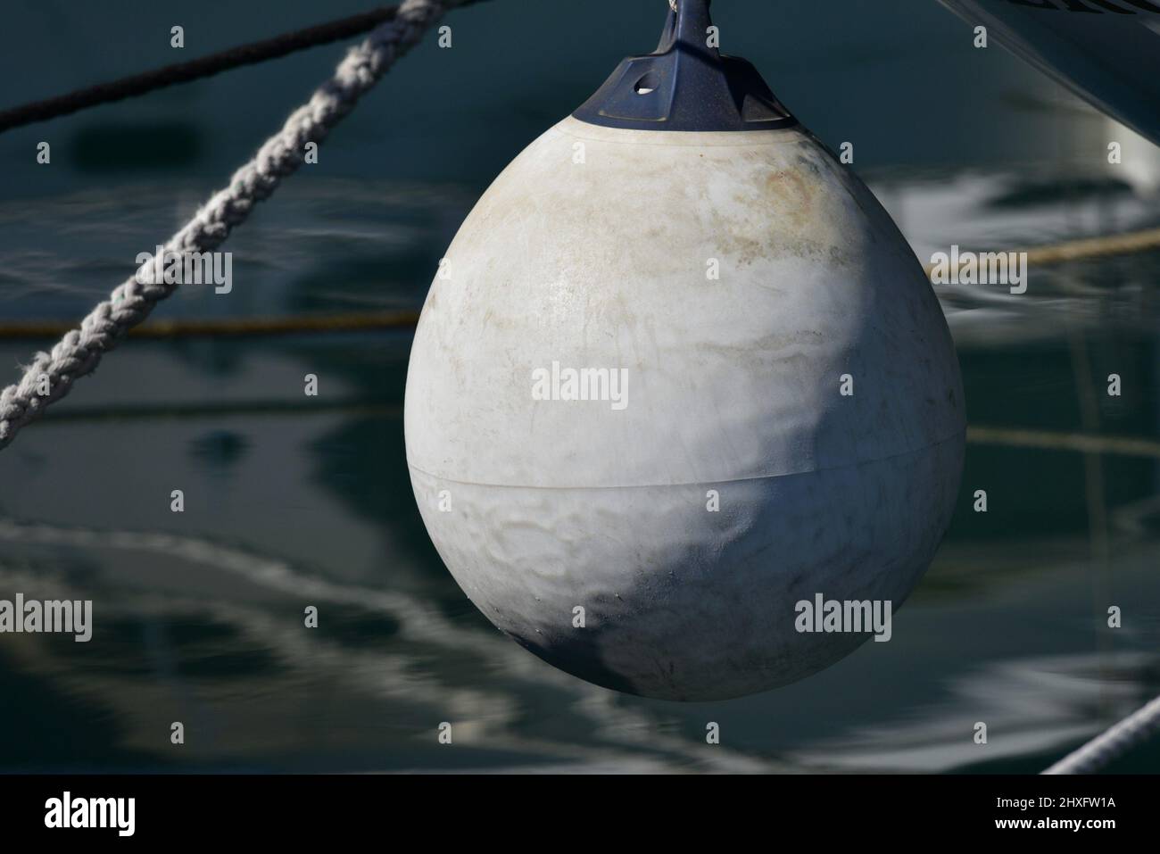 Traditional Greek sailing boat heavy duty blue and white balloon fender ...