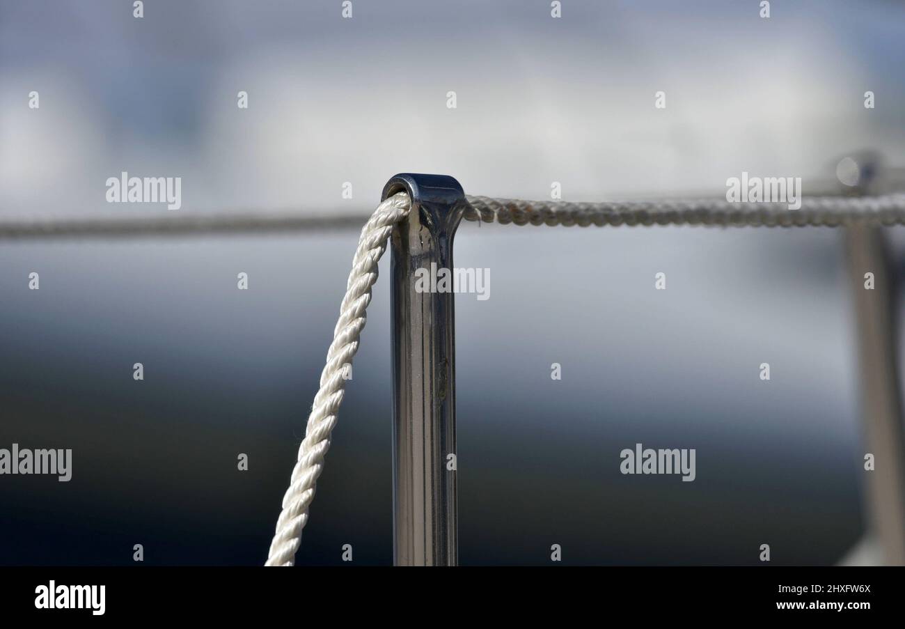 Sailing boat stainless steel railing pole with a double braided nylon ...