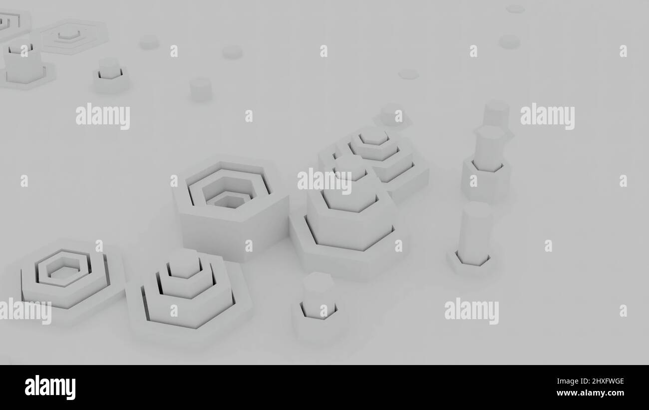 Abstract 3D background with hexagon field in action, seamless loop ...