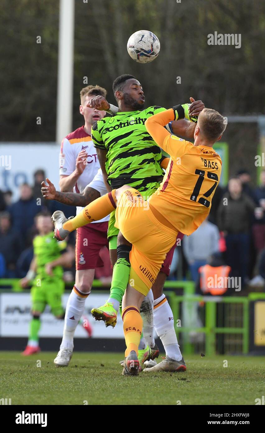Forest Green's Jamille Matt (left) and Bradford City's goalkeeper Alex ...