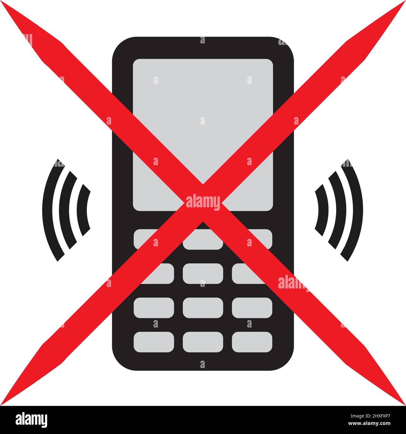 Telephone warning stop sign icon. Push button phone turn off. Vector ...