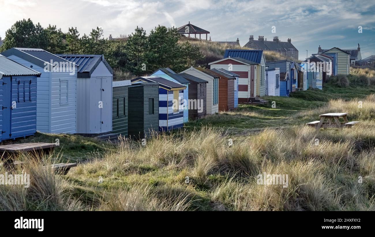 Hopeman beach huts hi-res stock photography and images - Alamy