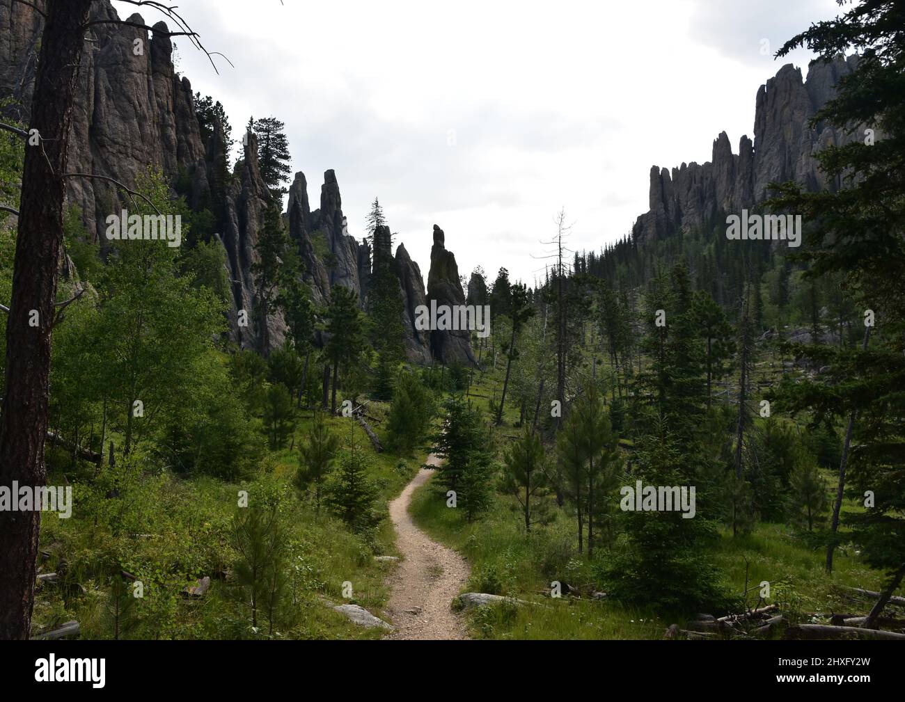 Hiking trail up to towering pinnacle rocks in the midwest Stock Photo ...