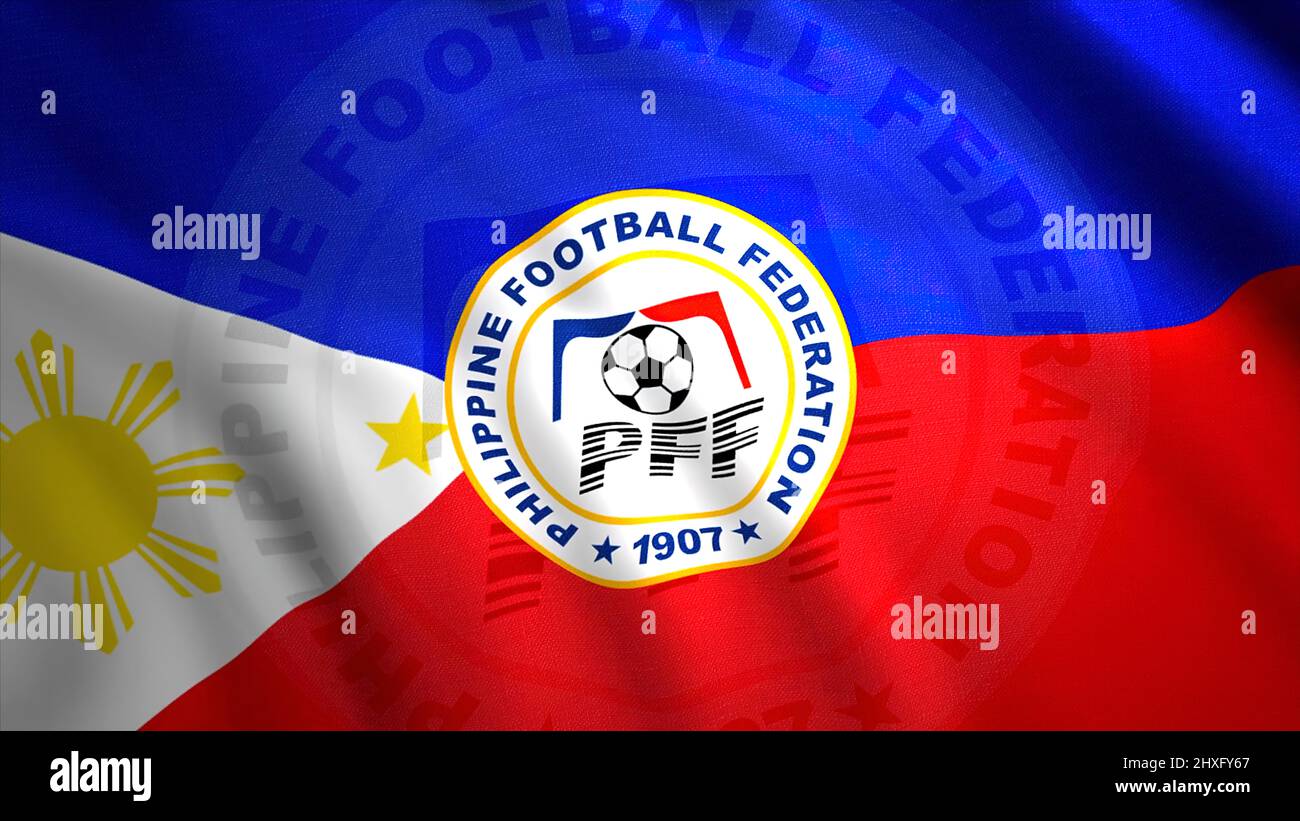 Beautiful waving flag at football championship. Motion. Flag of country ...